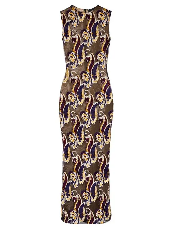 Etro Paisley Semi-sheer Midi Dress - Multicoloured