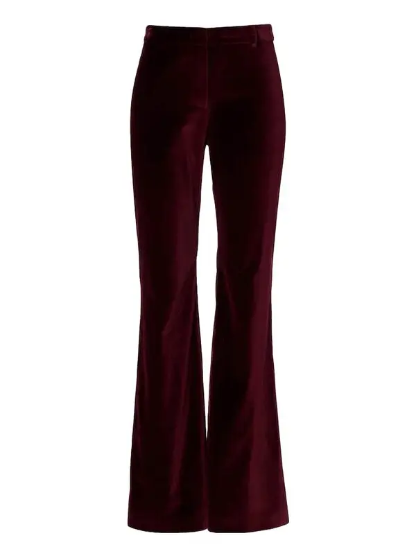 Etro Mid-rise Cotton Velvet Flared Pants - Burgundy