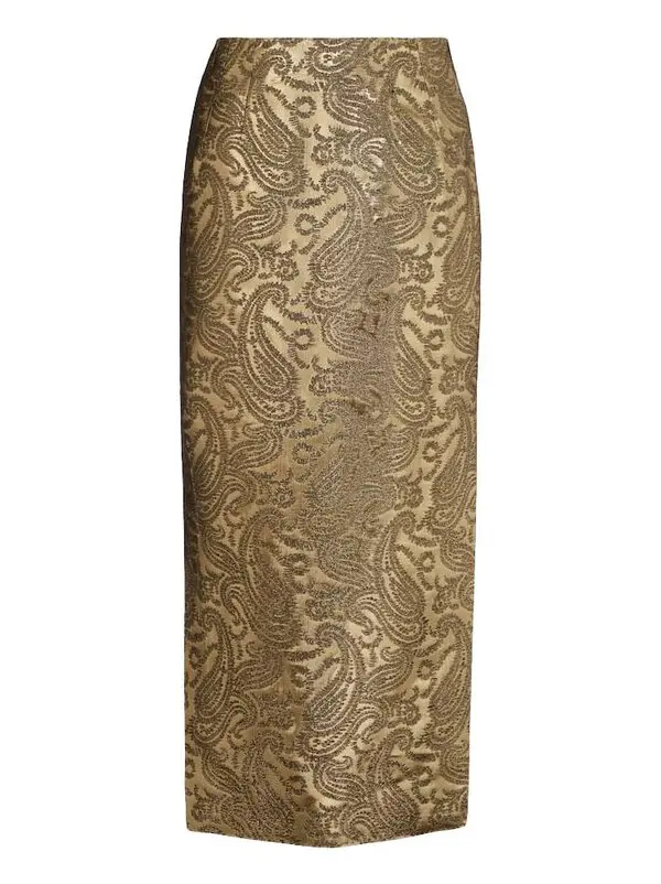 Etro Paisley Brocade Midi Skirt - Gold