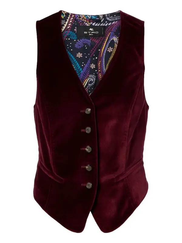 Etro Cotton Velvet Vest - Burgundy