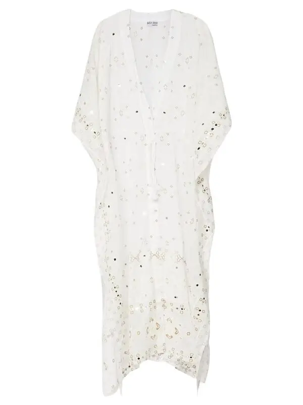 JULIET DUNN Embroidered Cotton Kaftan - White