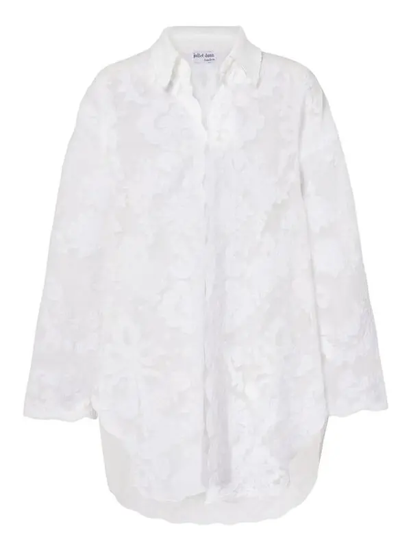 JULIET DUNN Embroidered Cotton Shirt - White