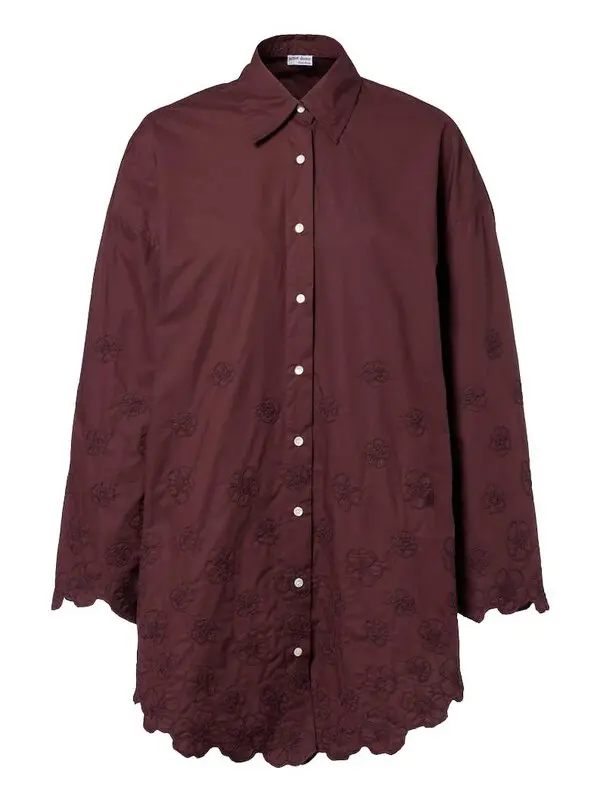 JULIET DUNN Embroidered Cotton Shirt - Brown