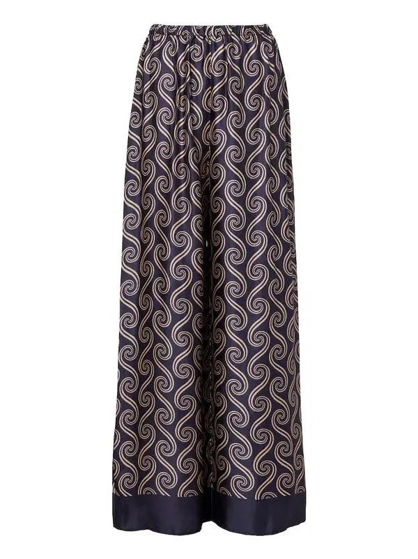Faithfull The Brand Jensen Printed Satin Wide-leg Pants - Blue