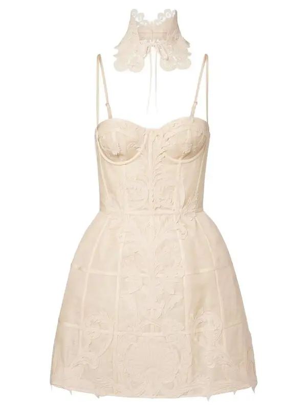 Zimmermann Rebellion Linen And Silk Bustier Dress - White