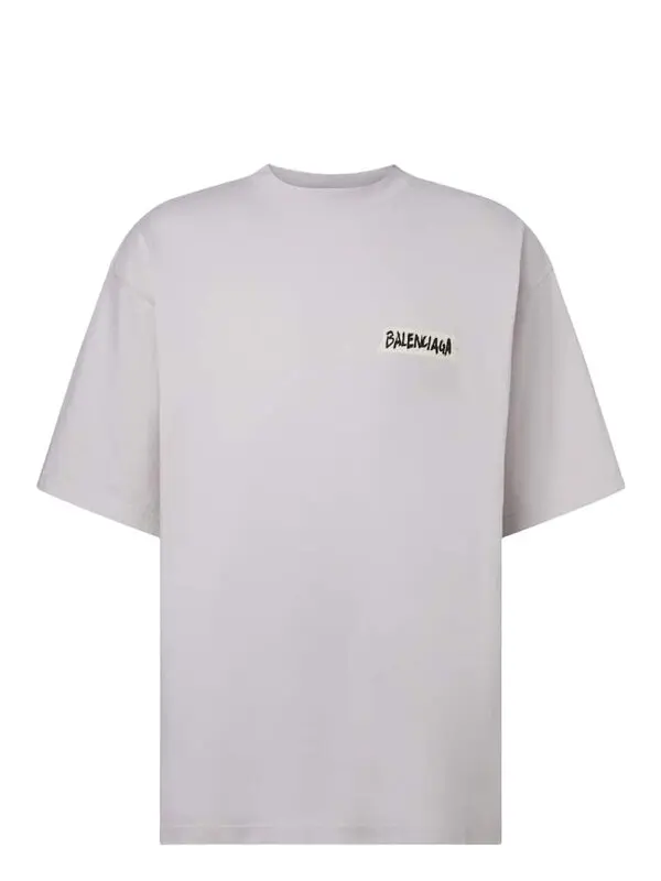 Balenciaga Logo Cotton Jersey T-shirt - Grey