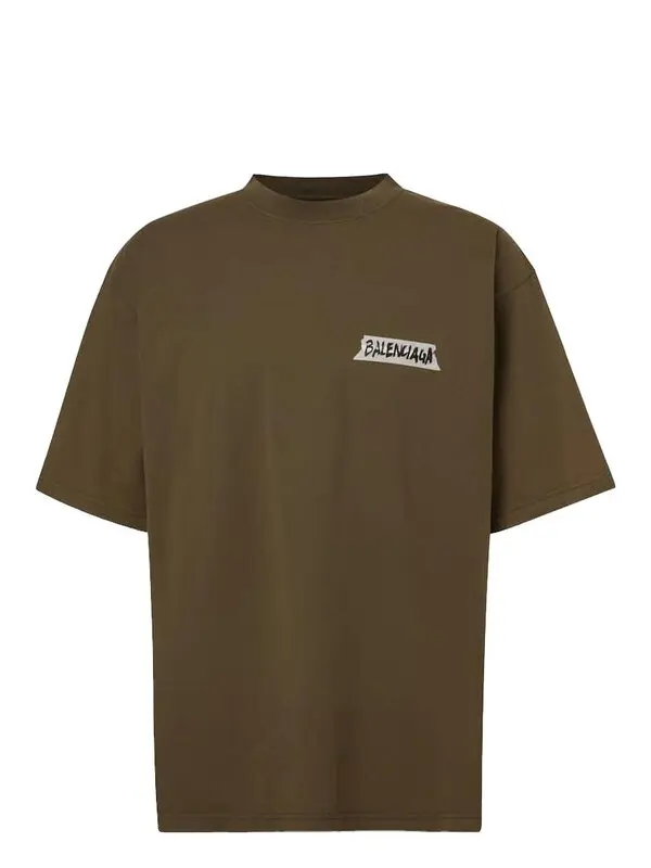Balenciaga Logo Cotton Jersey T-shirt - Green