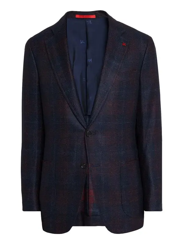 Isaia Wool, Silk, And Cashmere Plaid Sport Coat - Blue
