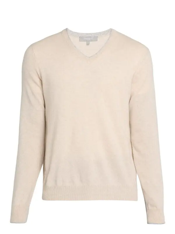 Neiman Marcus Tipped Cashmere V-neck Sweater - 420dnm