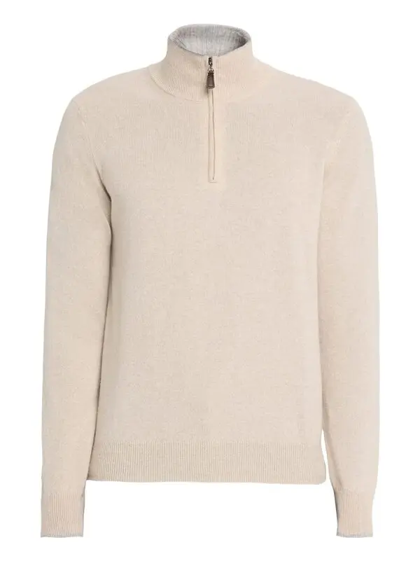 Neiman Marcus Recycled Cashmere Full-zip Sweater - 262beig