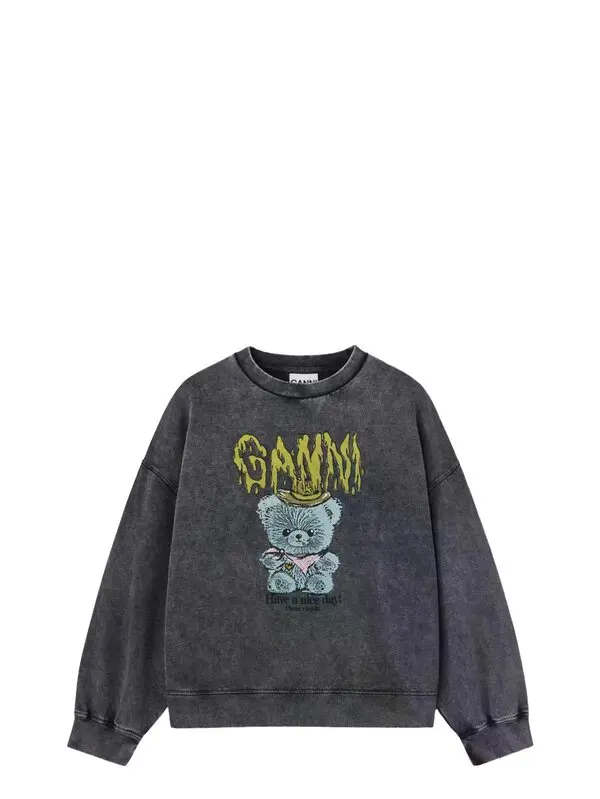 GANNI Graphic-print Sweatshirt - Grey