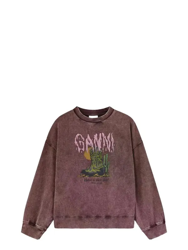 GANNI Graphic-print Sweatshirt - Brown