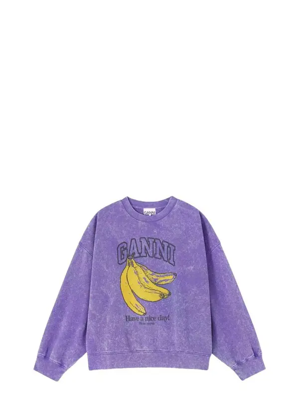 GANNI Graphic-print Sweatshirt - Purple