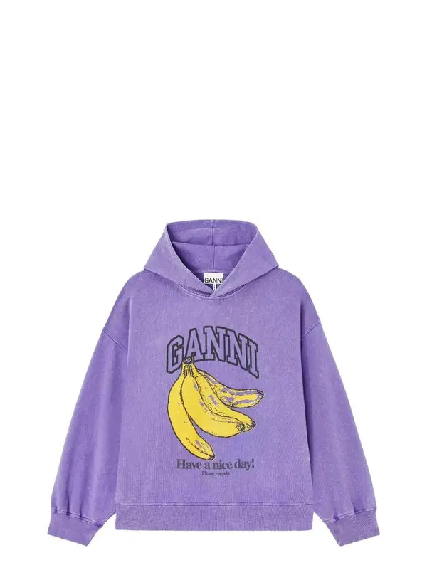 GANNI Graphic-print Hoodie - Purple