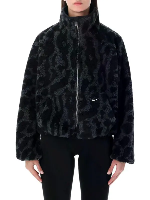 Nike Leopard-patterned Zip-up Jacket - Black