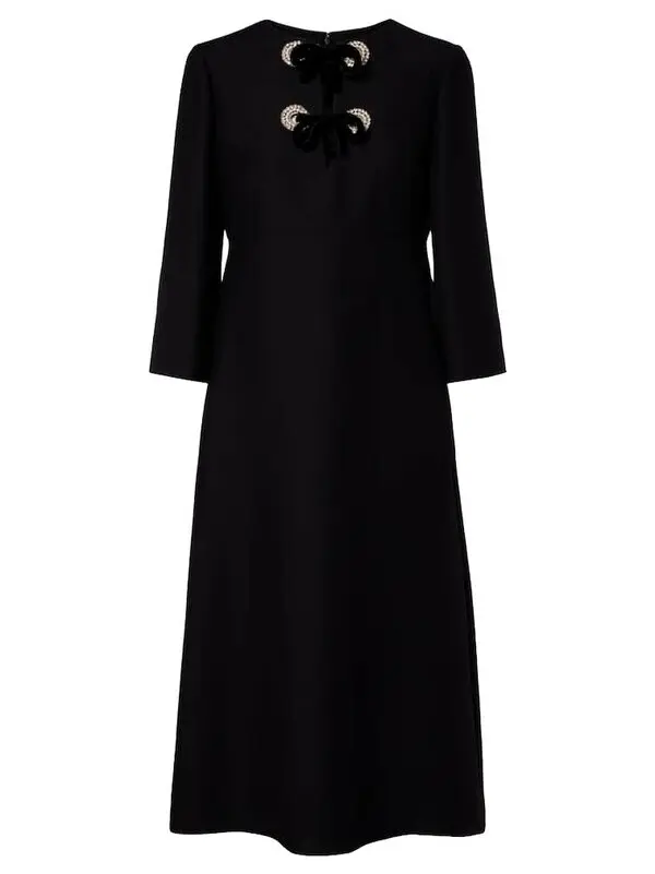 Valentino Garavani Crepe Couture Embellished Midi Dress - Black
