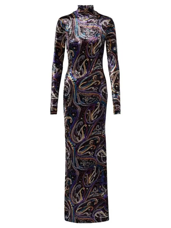 Etro Sequined Turtleneck Gown - Multicoloured
