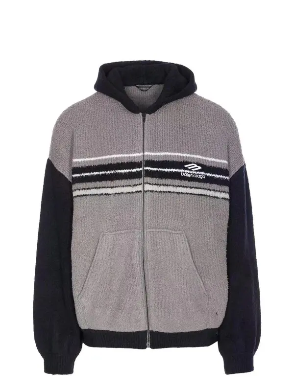 Balenciaga Embroidered Zip Hoodie - Grey