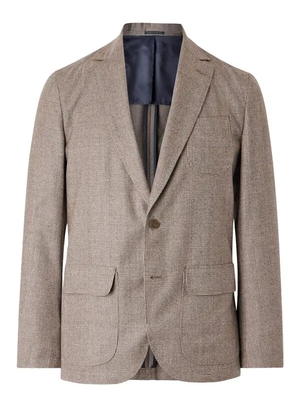 Sid Mashburn Ghost Prince Of Wales Virgin Wool Suit Jacket - Brown