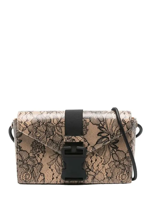 CHRISTOPHER KANE Floral Buckle Shoulder Bag - Brown