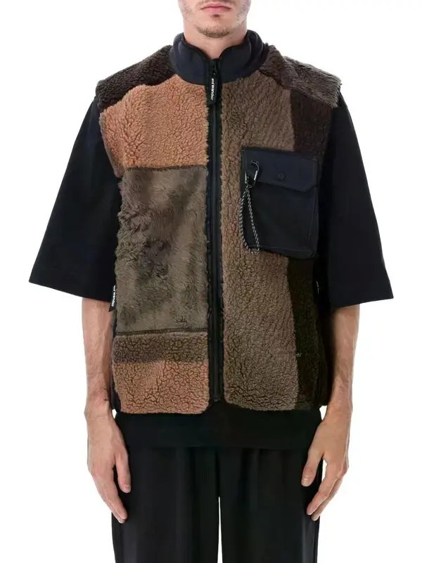AND WANDER Patchwork Pocket Gilet - Brown