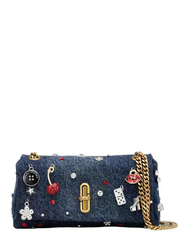 Marc Jacobs Mini The Trinket Charm Denim Dual-chain Crossbody Bag - Blue
