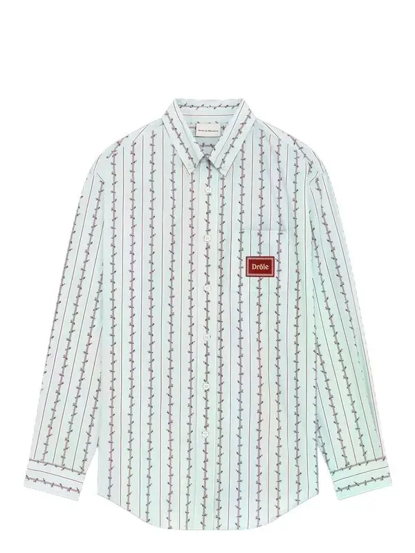 Drole De Monsieur Striped Patch Shirt - White