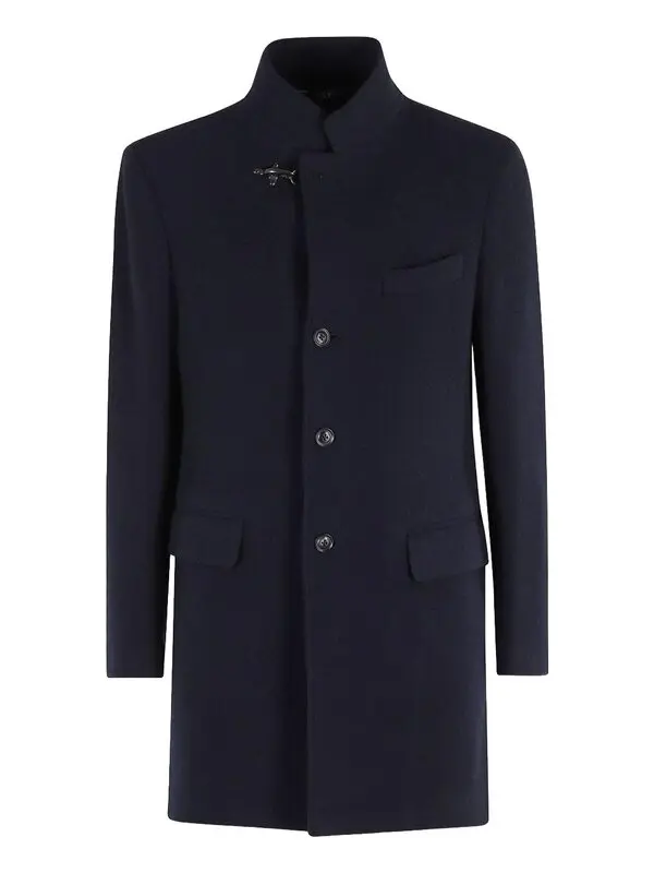 FAY Long Buttoned Coat - Blue