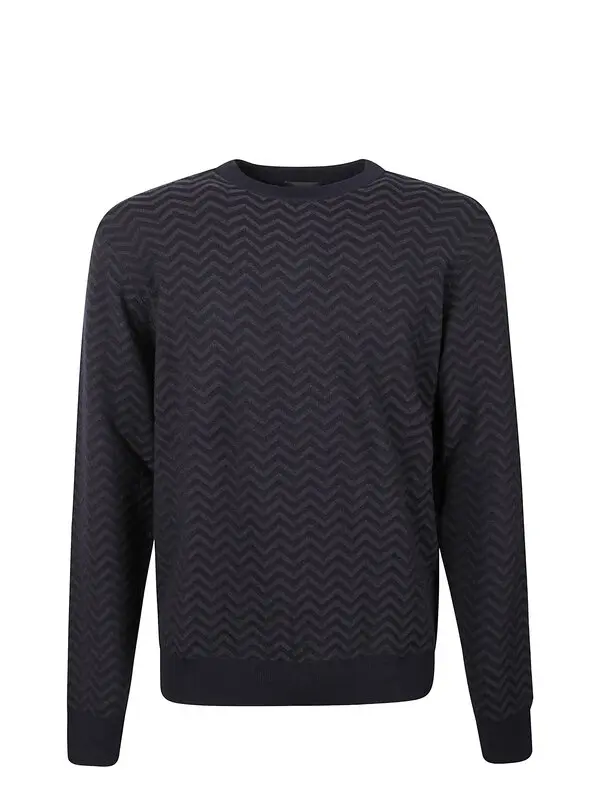 Giorgio Armani Roundneck Sweater With Logo - Multi