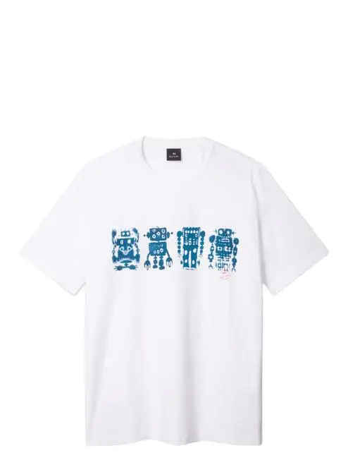 Paul Smith Screen Robot' Print T-shirt - White