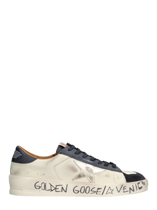 GOLDEN GOOSE Leather Graffiti Stardan Sneakers - White