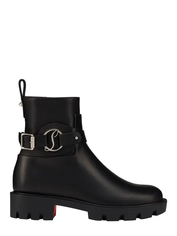 CHRISTIAN LOUBOUTIN Dianouchette Lug Leather Ankle Boots - Black