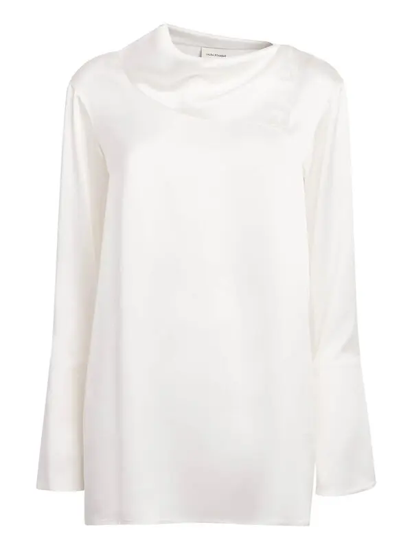 LAURA PITHARAS Silk Mock-neck Shirt - Ivory