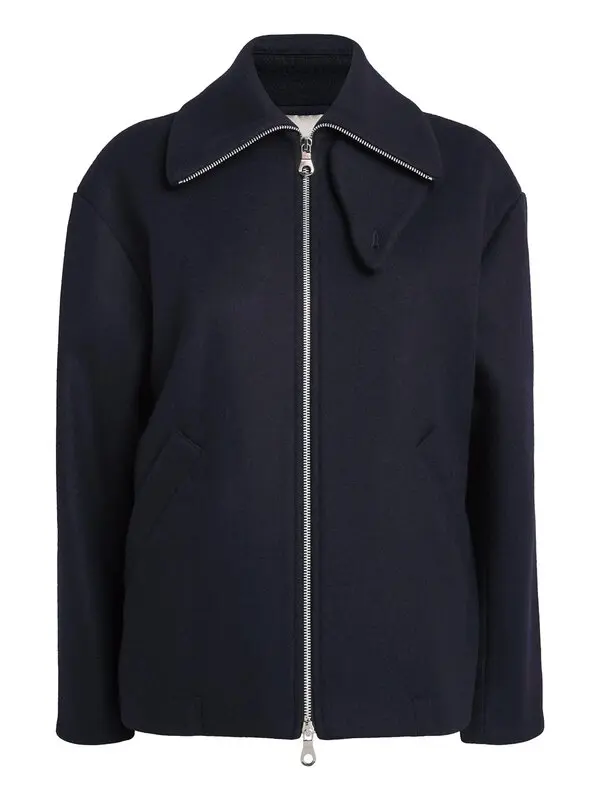 LAURA PITHARAS Wool Bomber Jacket - Navy
