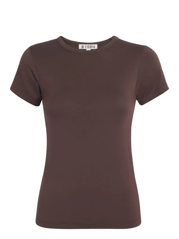 Eterne Cotton-modal Crewneck T-shirt - Brown