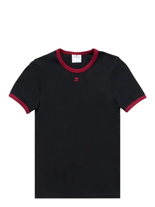 COURREGES Signature Contrast T-shirt - Black
