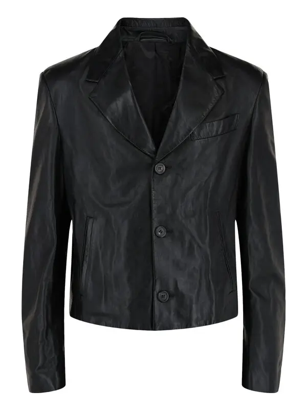 FERRAGAMO Leather Blazer - Black