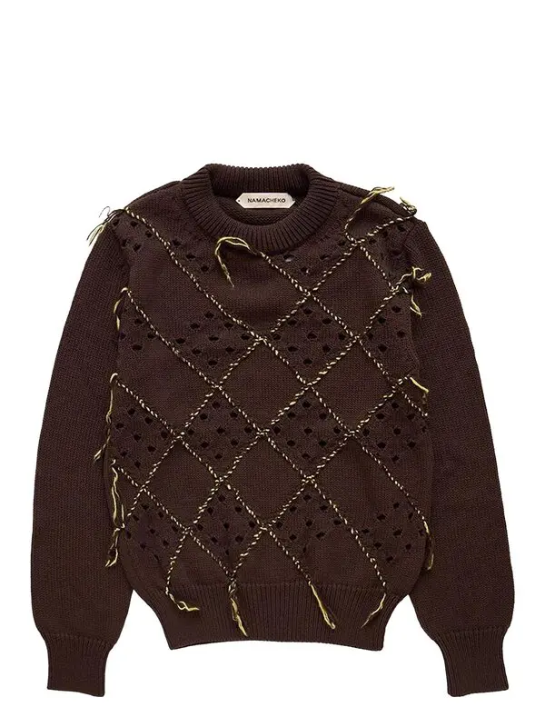 NAMACHEKO Intarsia Quilt Crewneck - Brown