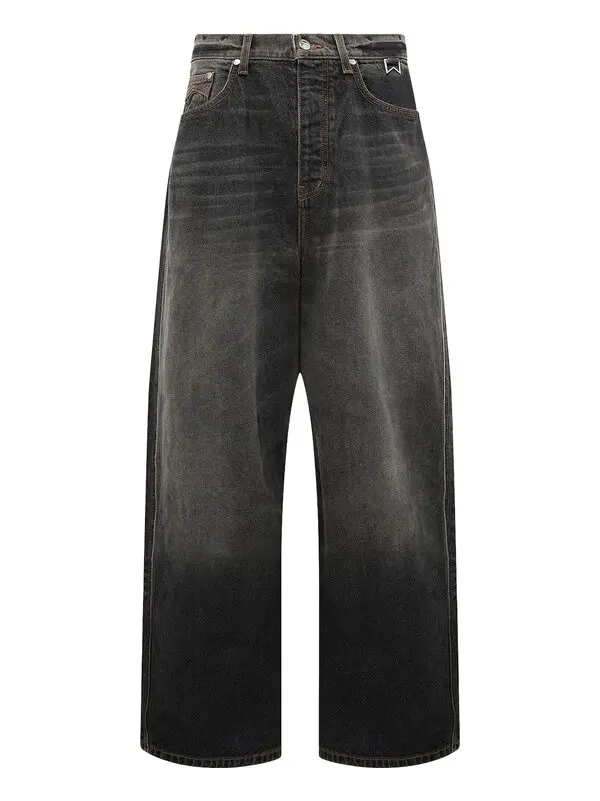 Rhude Wide Leg Denim Pants - Black