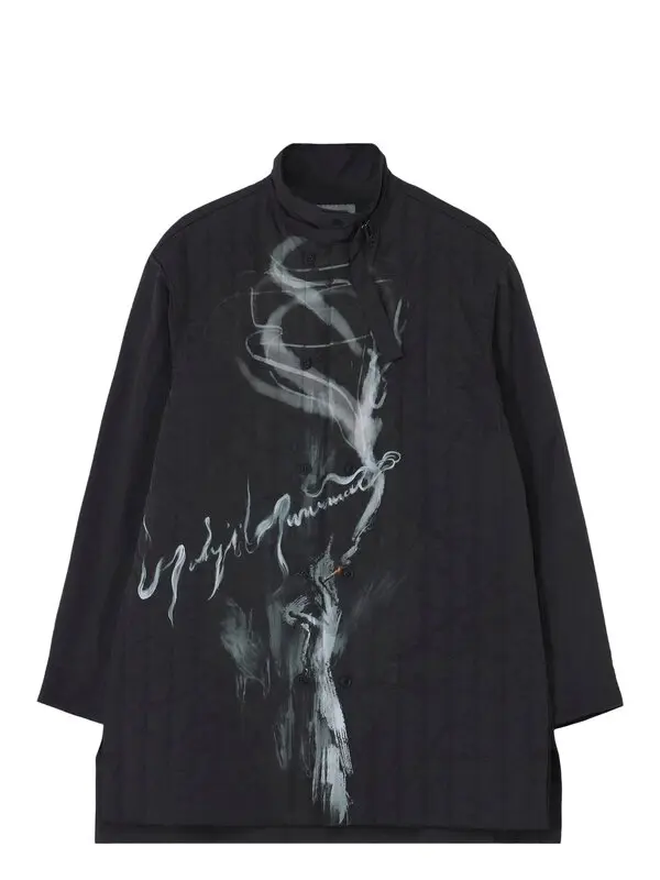 YOHJI YAMAMOTO POUR HOMME Tobacco Printed Padded Coat - Black