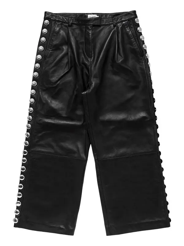 Vaquera Studded Leather Trousers - Black