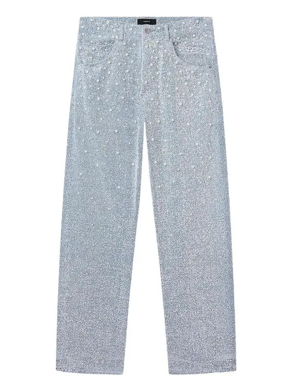 PURPLE BRAND Textured Pearl Straight Leg Denim - Blue