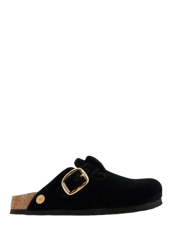 BIRKENSTOCK Boston Big Buckle Velvet Mules - Black