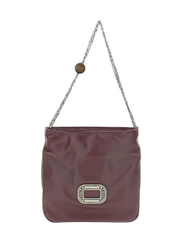 ROGER VIVIER Pilgrim Jewel Buckle Mini Nappa Leather Bucket Bag - Red