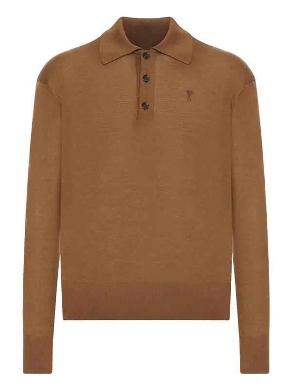 Ami Collared Polo Shirt - Brown