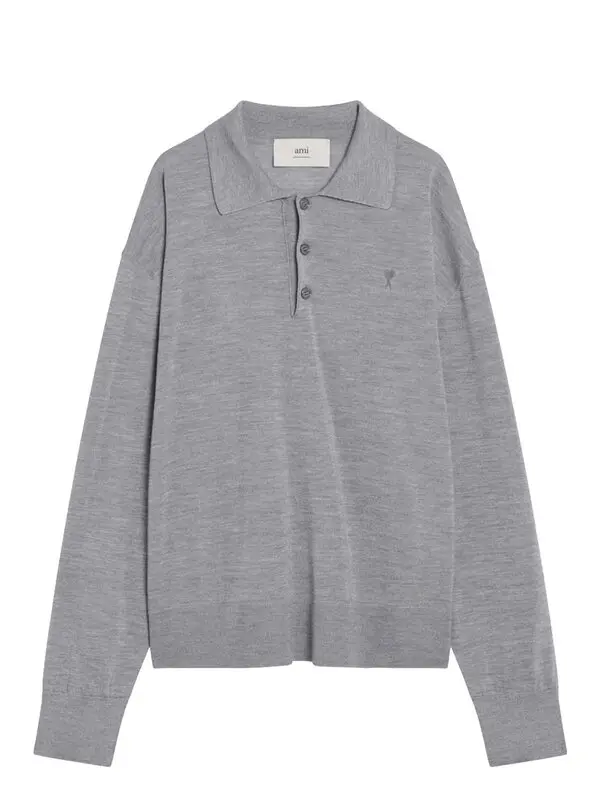 Ami Collared Polo Shirt - Grey