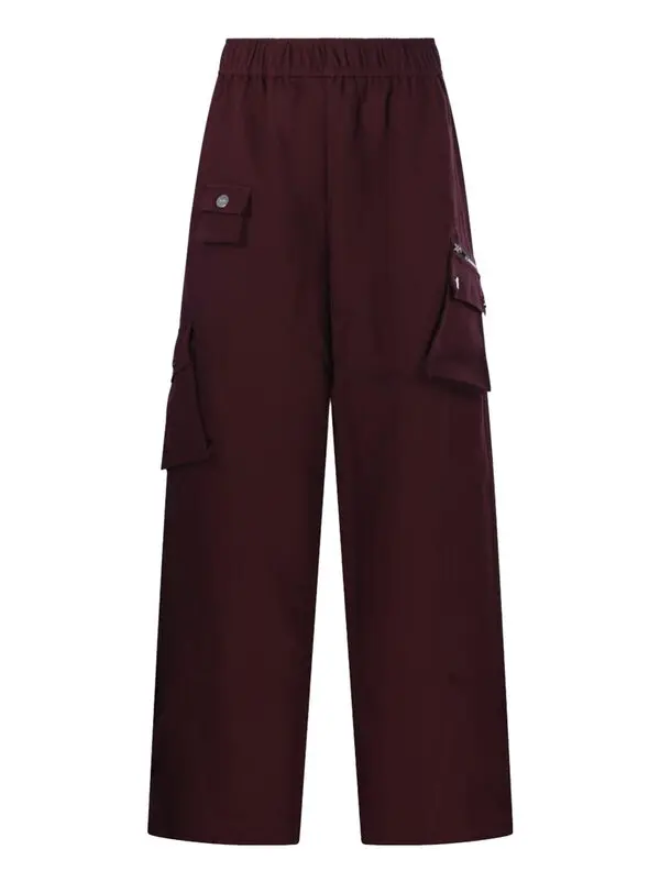 GANNI Wide Leg Trousers - Burgundy