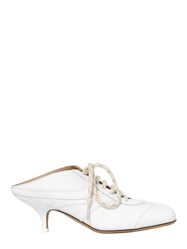 Dries Van Noten Mules With Kitten Heel And Lace-up Closure - White