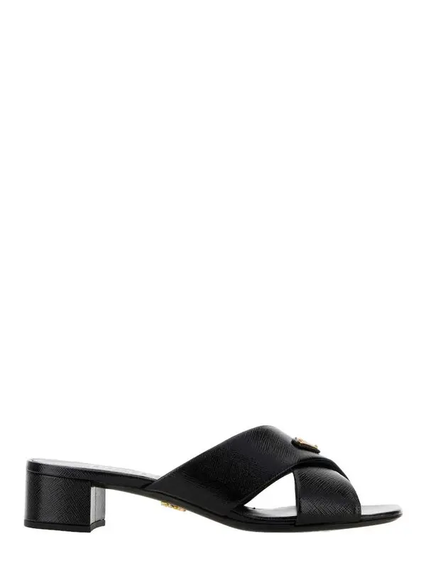 Prada Leather Mules - Black