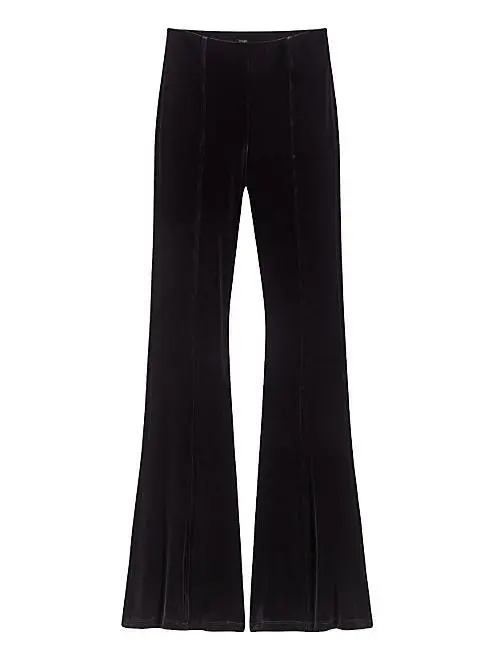 Maje Flared Stretch-velour Trousers - Black